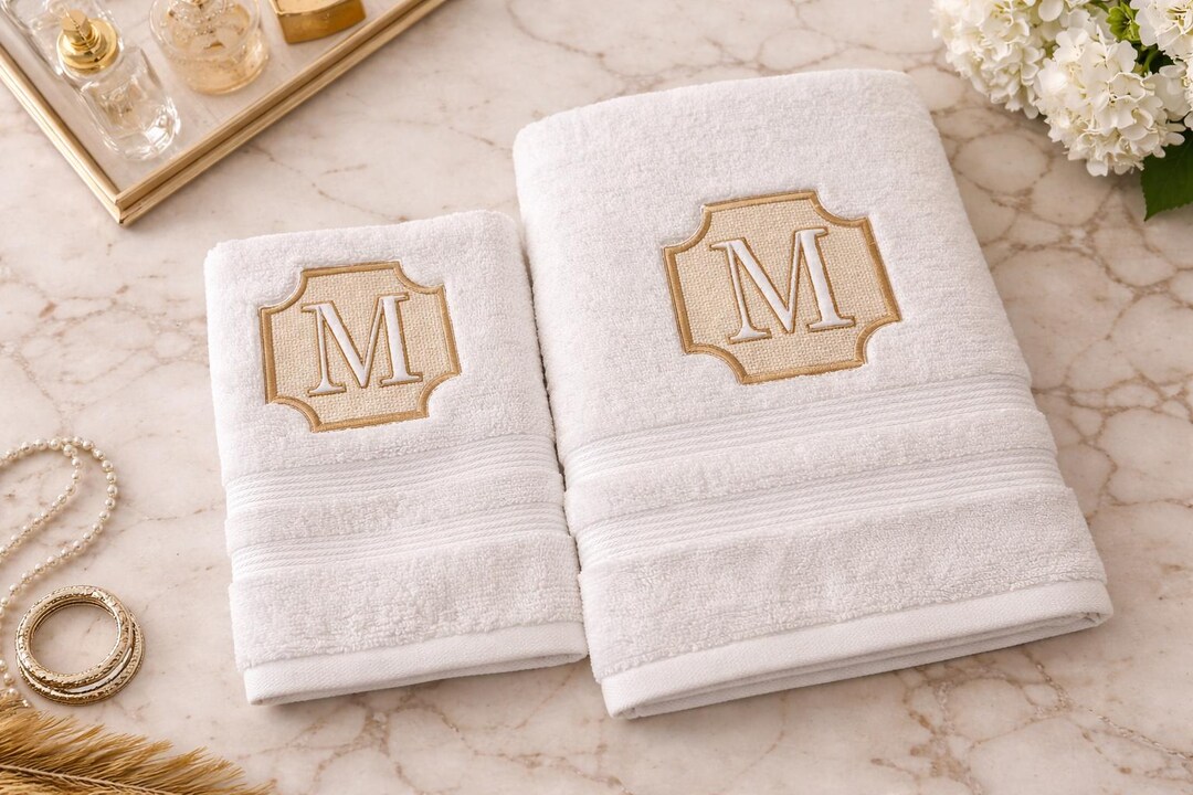 Personalized Monogram Hand Towel, Luxury Cotton, Custom Embroidered ...