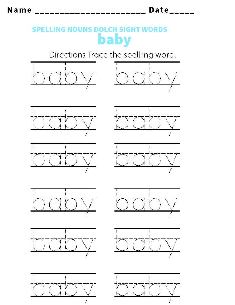 Dolch Sight Words Nouns - Etsy