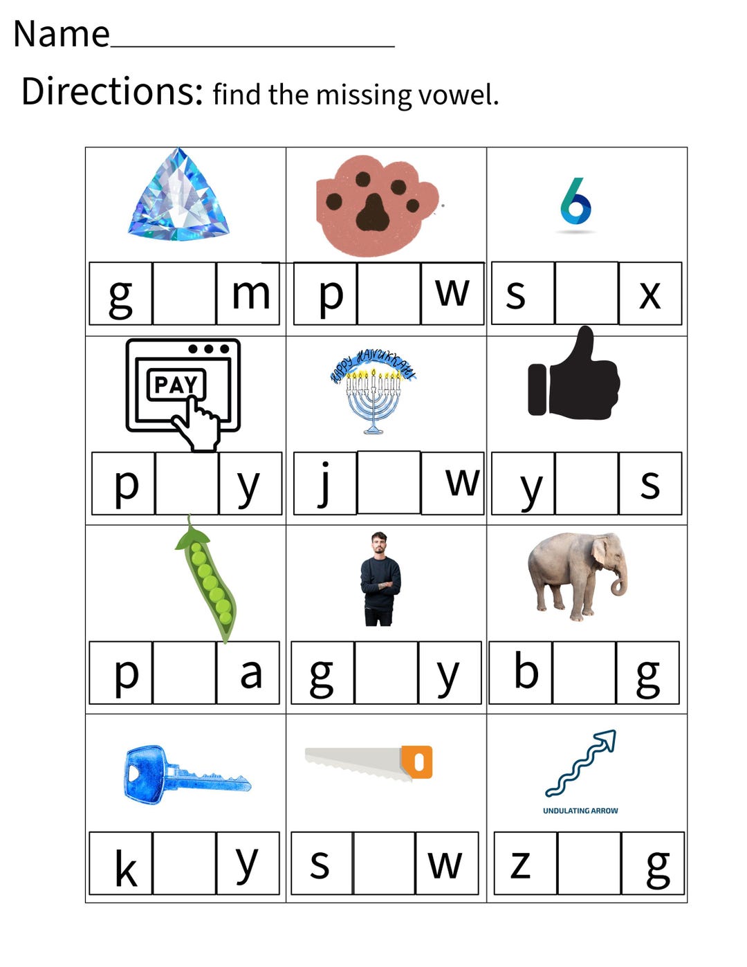 CVC Find the Missing Vowel File Folder Game Set 4 - Etsy