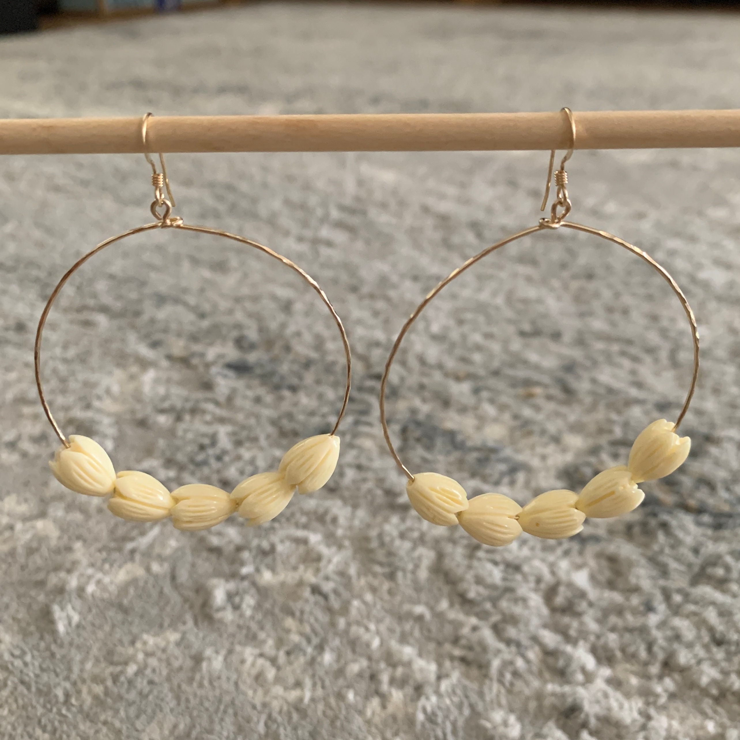 Pikake Collection Floating Pikake on Large Hoops 1986 - Etsy