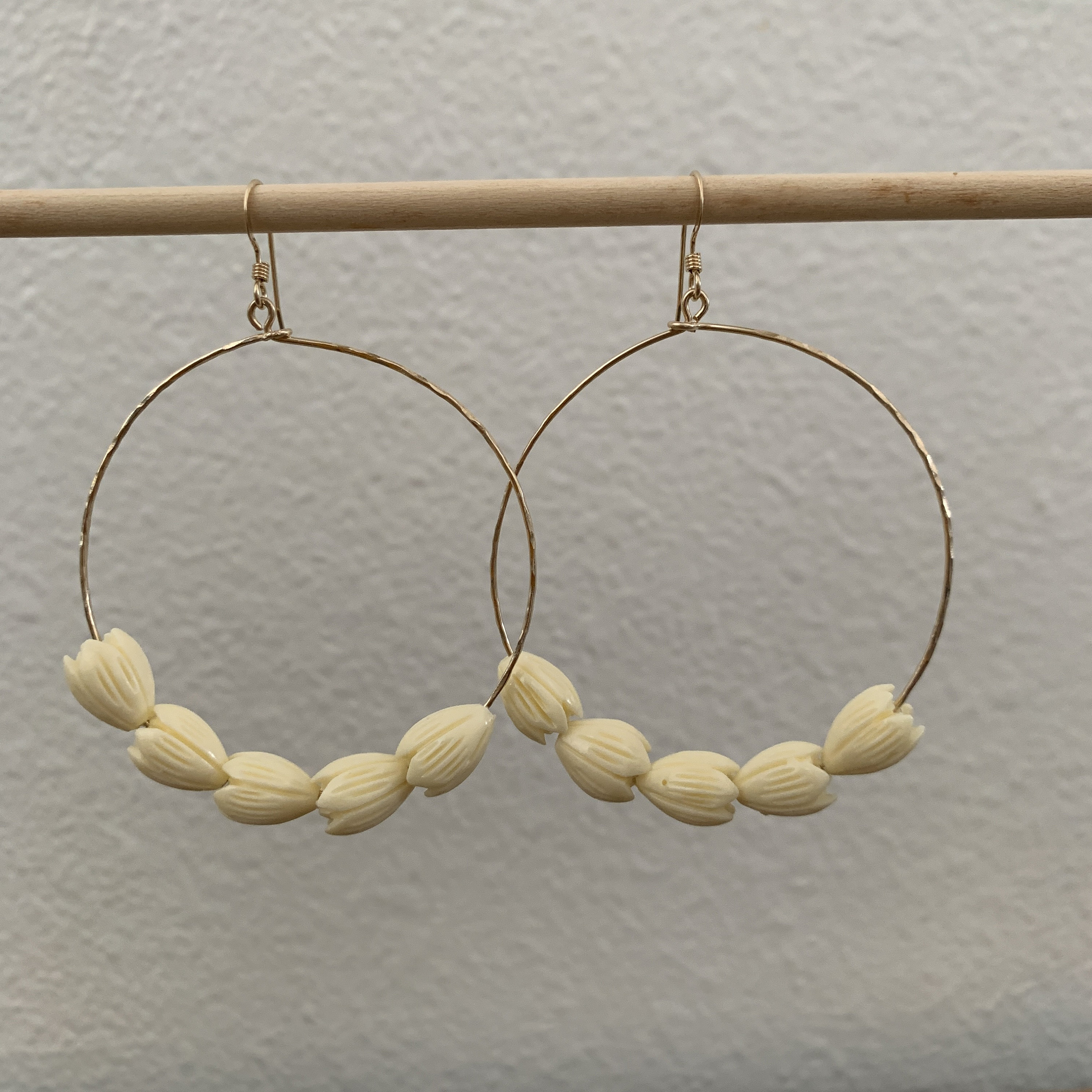 Pikake Collection Floating Pikake on Large Hoops 1986 - Etsy