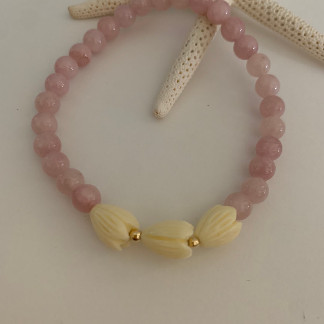 Pikake Collection - Pink Glass Beads - Stretch Bracelet (#2587) - Etsy