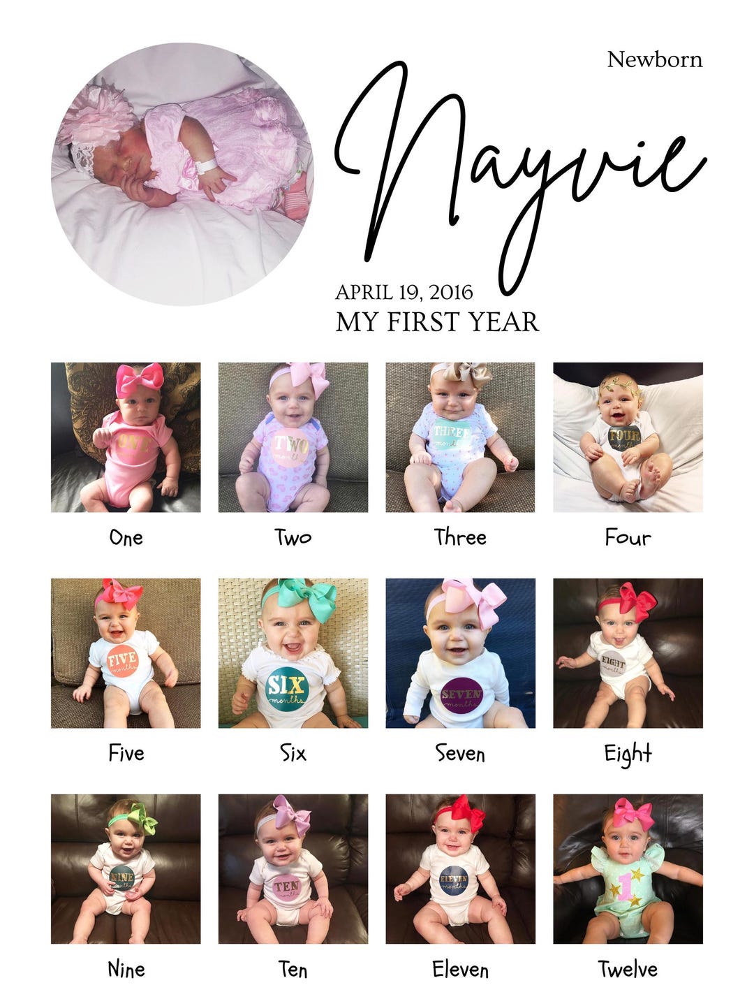 My First Year 12 Months Photo Board Template - Etsy