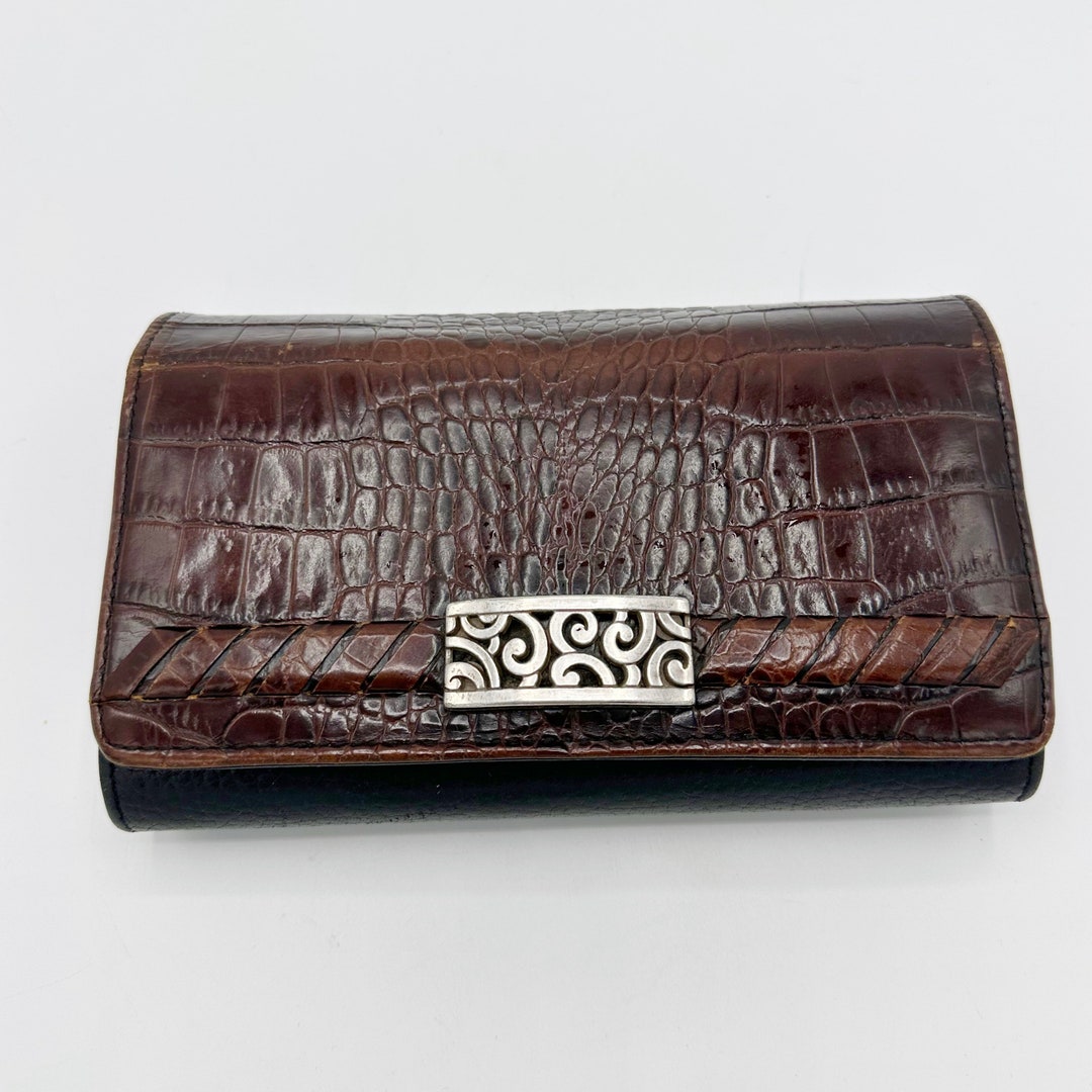 Brighton Women's Tri-fold Organizer Wallet Large Croc - Etsy