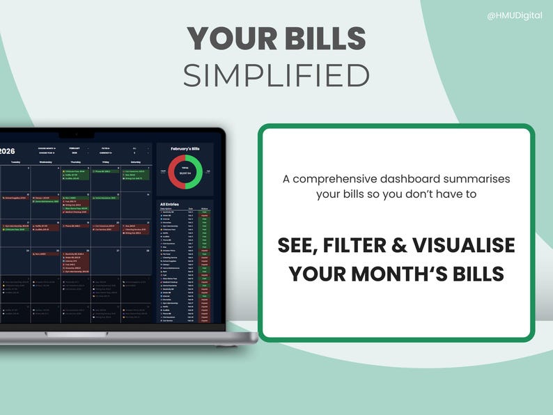 Bill Tracker Calendar | Spreadsheet Google Sheets Bill Calendar ...