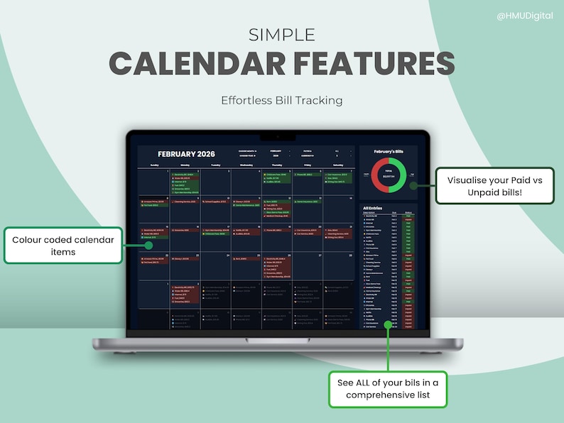 Bill Tracker Calendar | Spreadsheet Google Sheets Bill Calendar ...