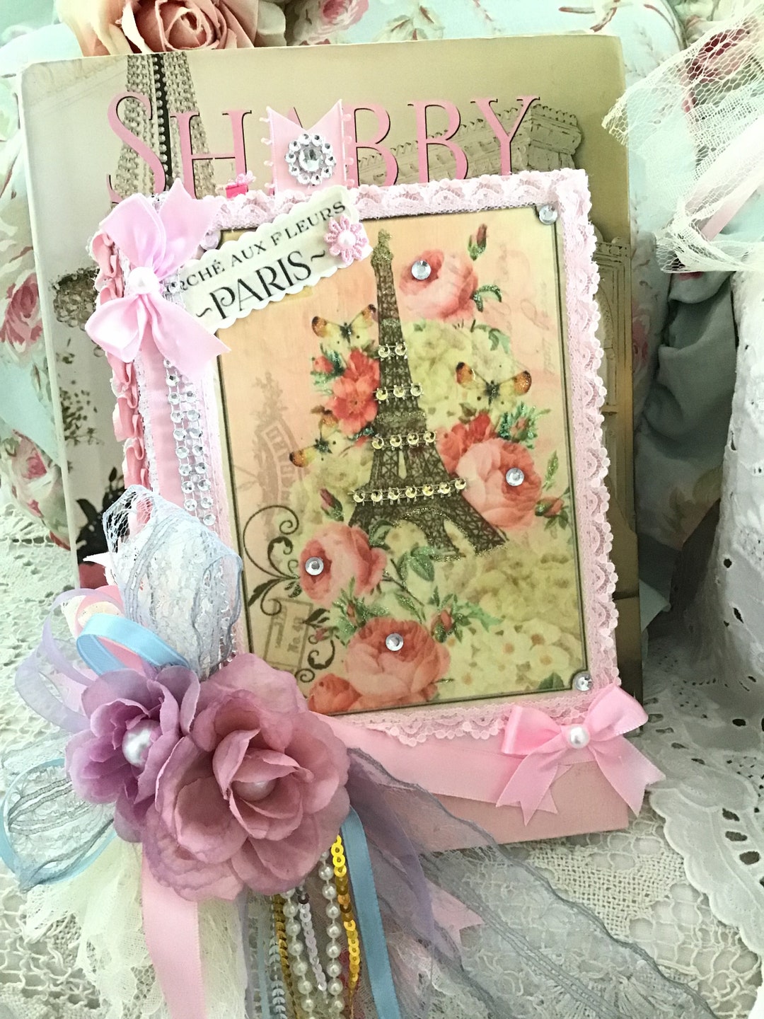 Shabby French Paris Book, Pink Decorative Book, Shabby Cottage Chic ...