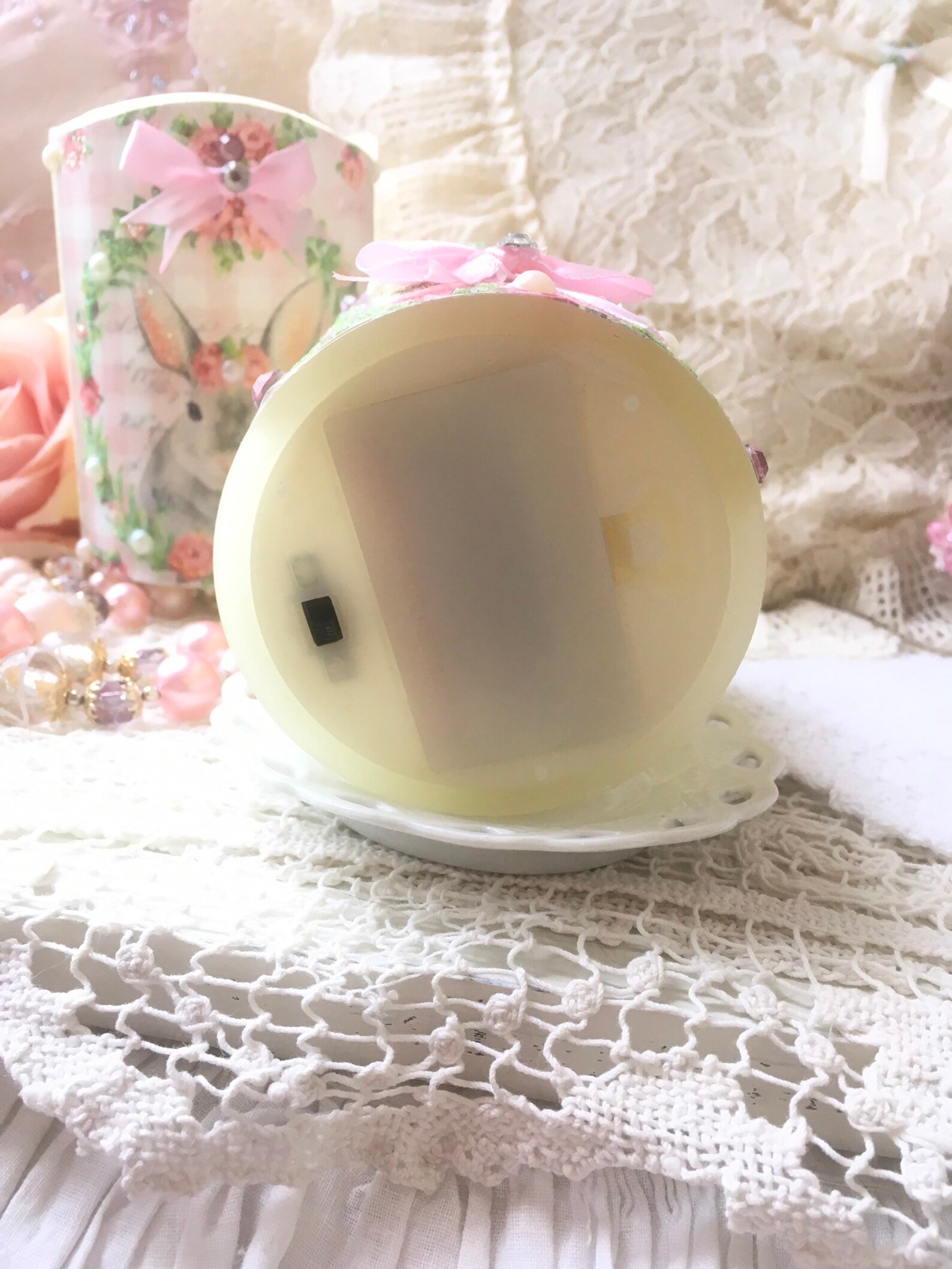 Shabby Pink Victorian Bunny Flameless Candle Battery Operated - Etsy