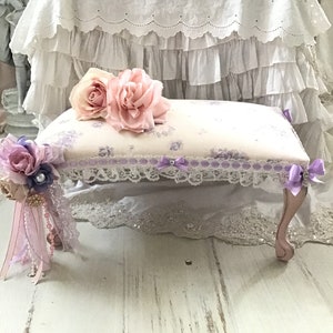 Shabby Decorative Stool, Footstool, Footrest, Fancy Ottoman, Pink ...