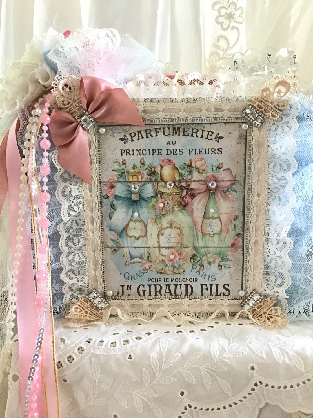 Shabby French Style Suitcase, Pink Paperboard Storage Case, French ...