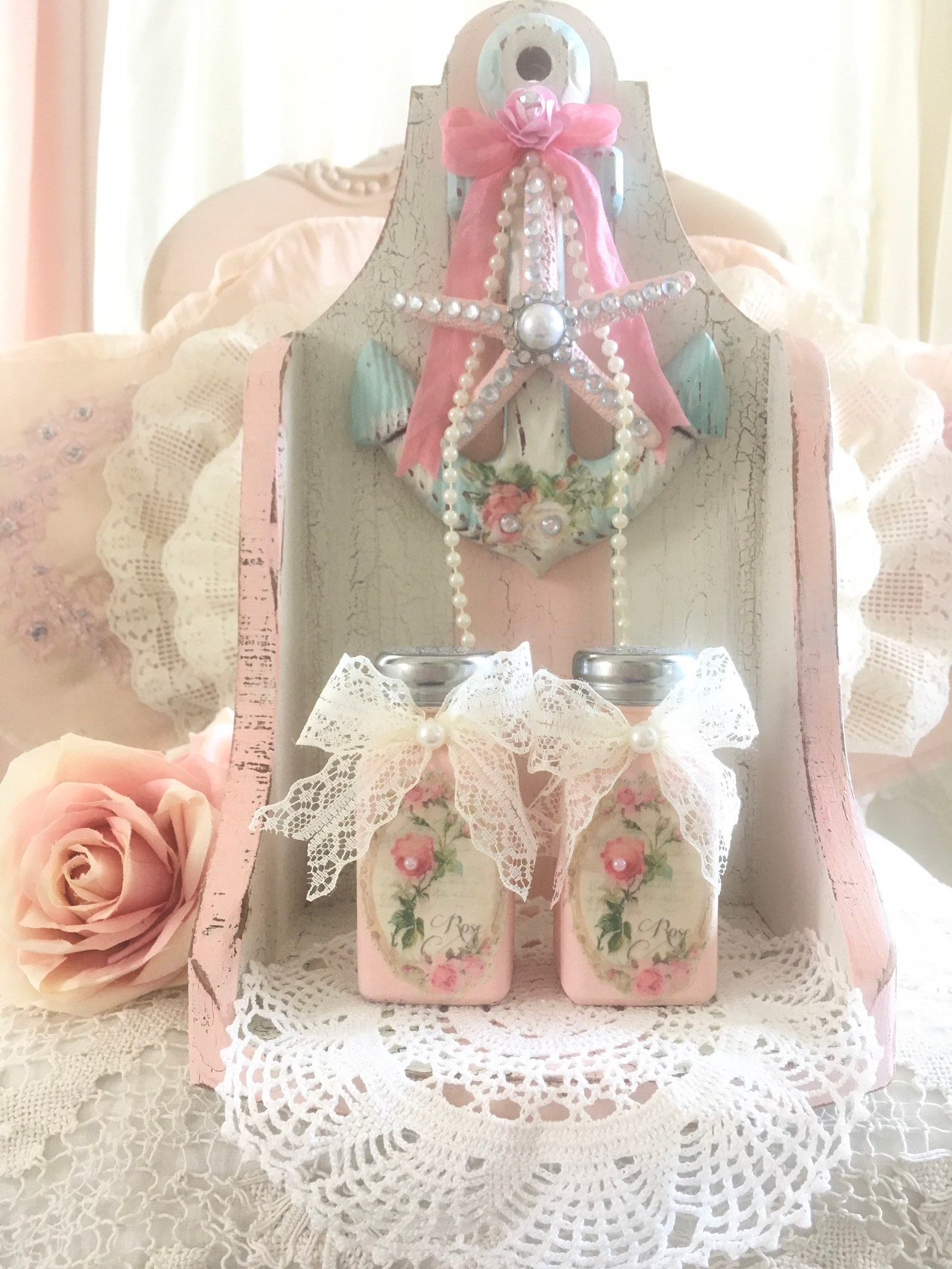 Vintage Style Pink S&P Shaker Set Shabby Cottage Chic - Etsy