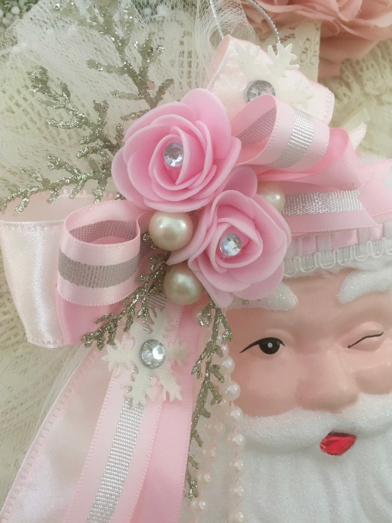 Pink Santa Claus Shabby Pink Christmas Cottage Chic Santa - Etsy