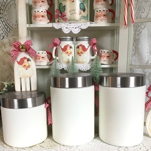 Vintage Christmas Santa Canister Set: Retro Kitsch Kitchen Decor - Etsy