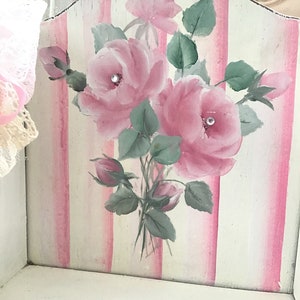 Shabby Pink Curio Shelf, Perfume Display Shelf, Hand Painted Pink Roses ...