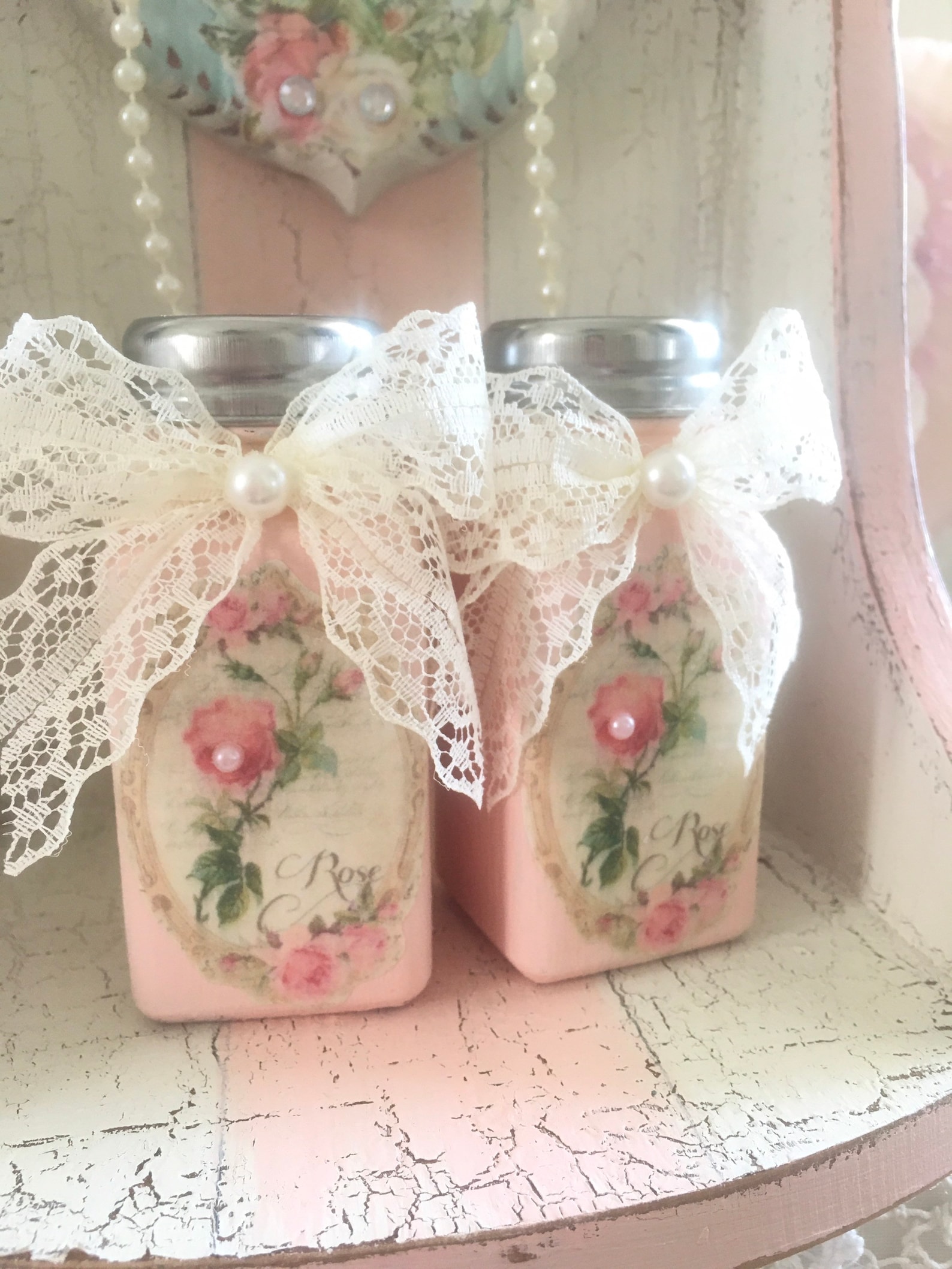 Vintage Style Pink S&P Shaker Set Shabby Cottage Chic - Etsy