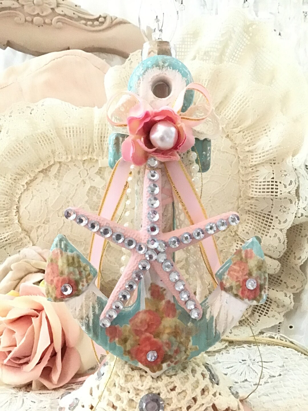 Shabby Nautical Nightlight, Candolier, Window Candlestick, Beach ...
