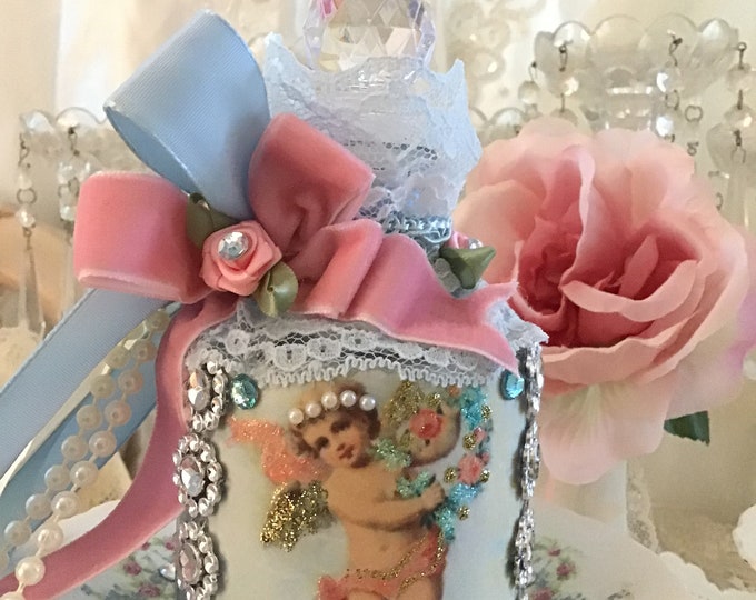 Shabby Pink Decorative Bottle, Fancy Bath Bottle, Decanter, Cottage ...