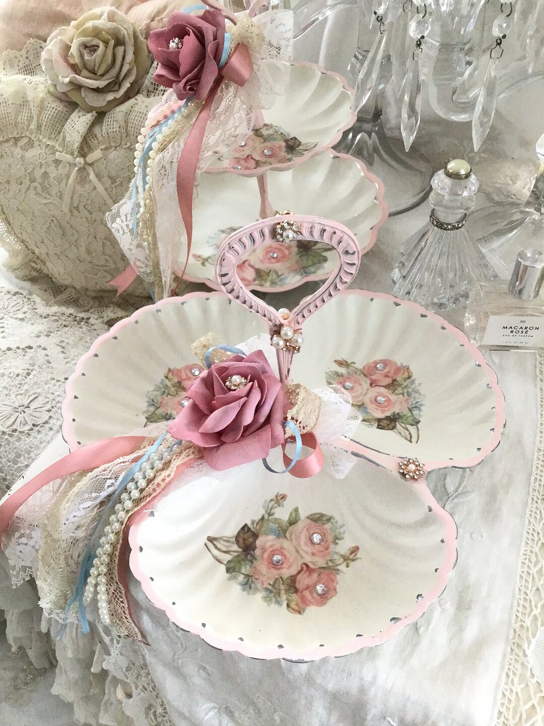 Shabby Pink Tray Decorative Tray Shabby Pink Rose Decor - Etsy