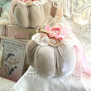 Pinkoween Shabby Fall Pumpkin Velvet Pumpkin, Victorian Halloween Decor ...