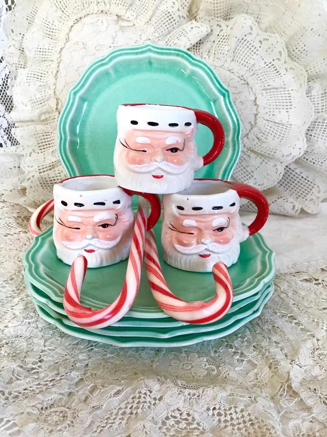 Vintage W.S. George Rainbow Green Luncheon Plates: Shabby Chic ...