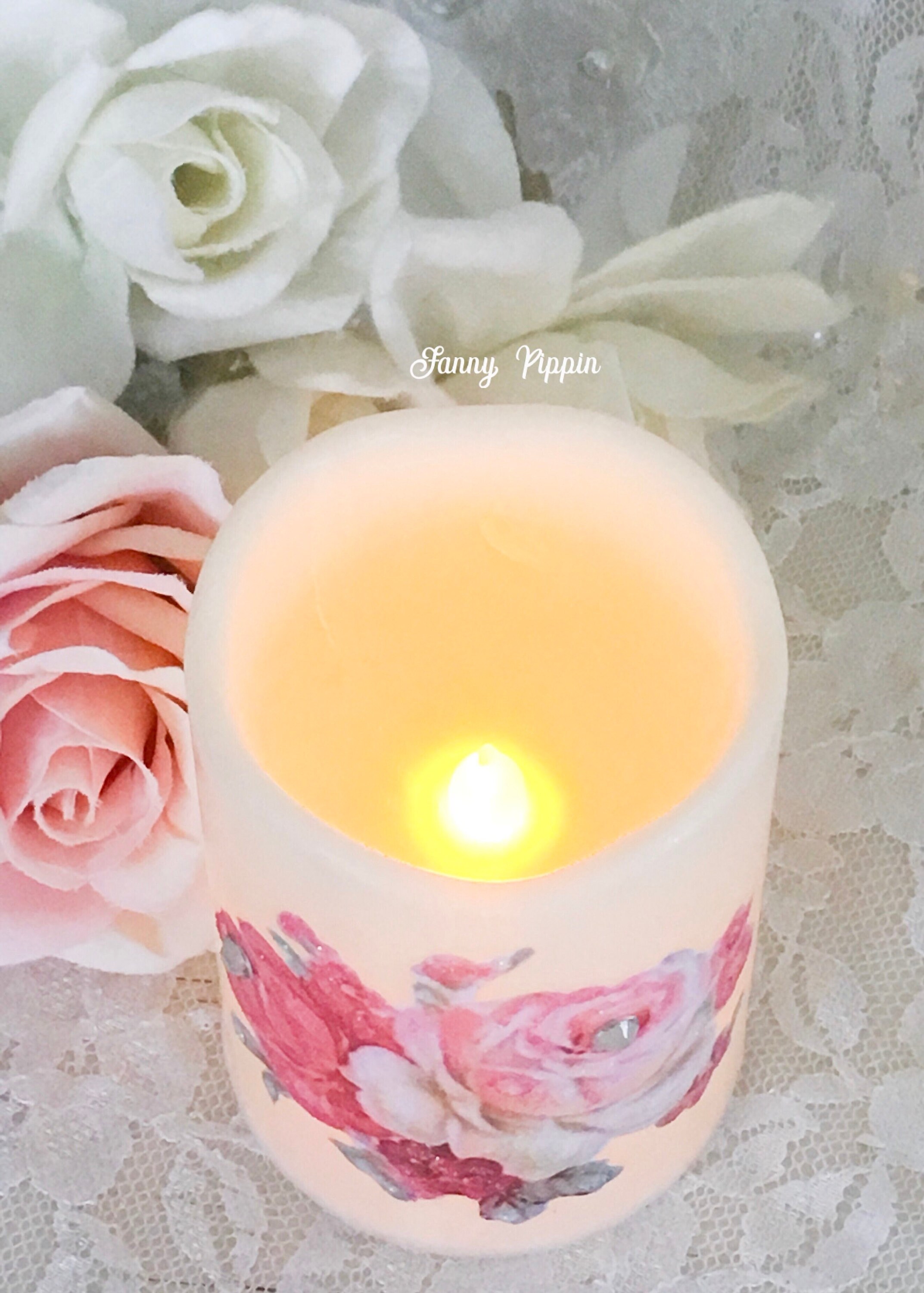 Shabby Pink Roses Flameless Candles Flickering LED Candles | Etsy