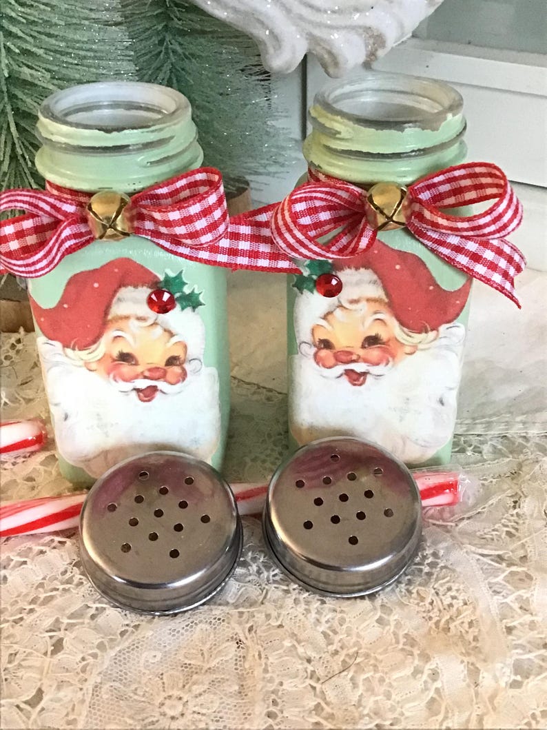 Vintage Winking Santa S&P Shaker Set: Jadeite Style Christmas Kitchen ...