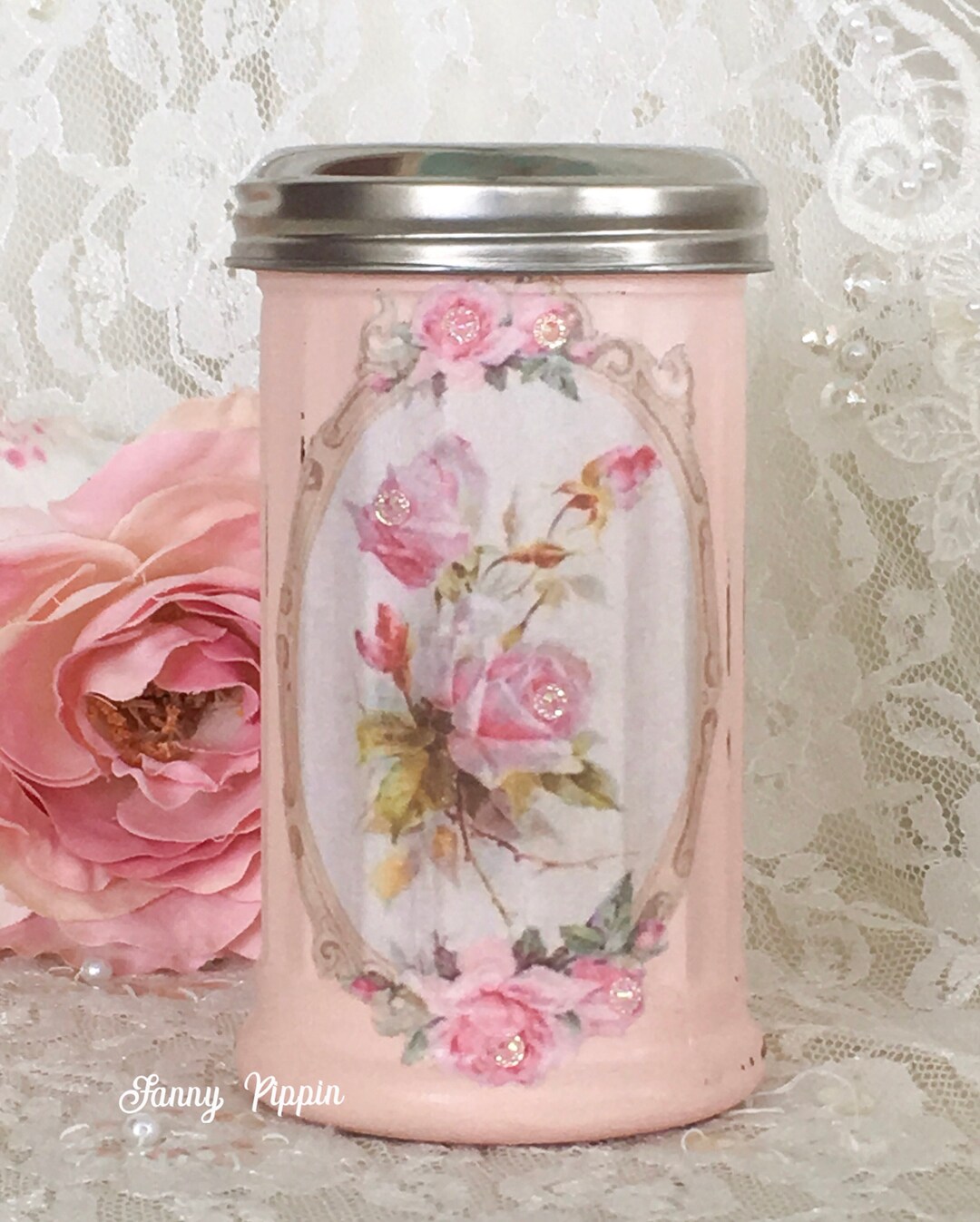 Shabby Chic Pink Rose Sugar Shaker: Vintage Kitchen Decor - Etsy