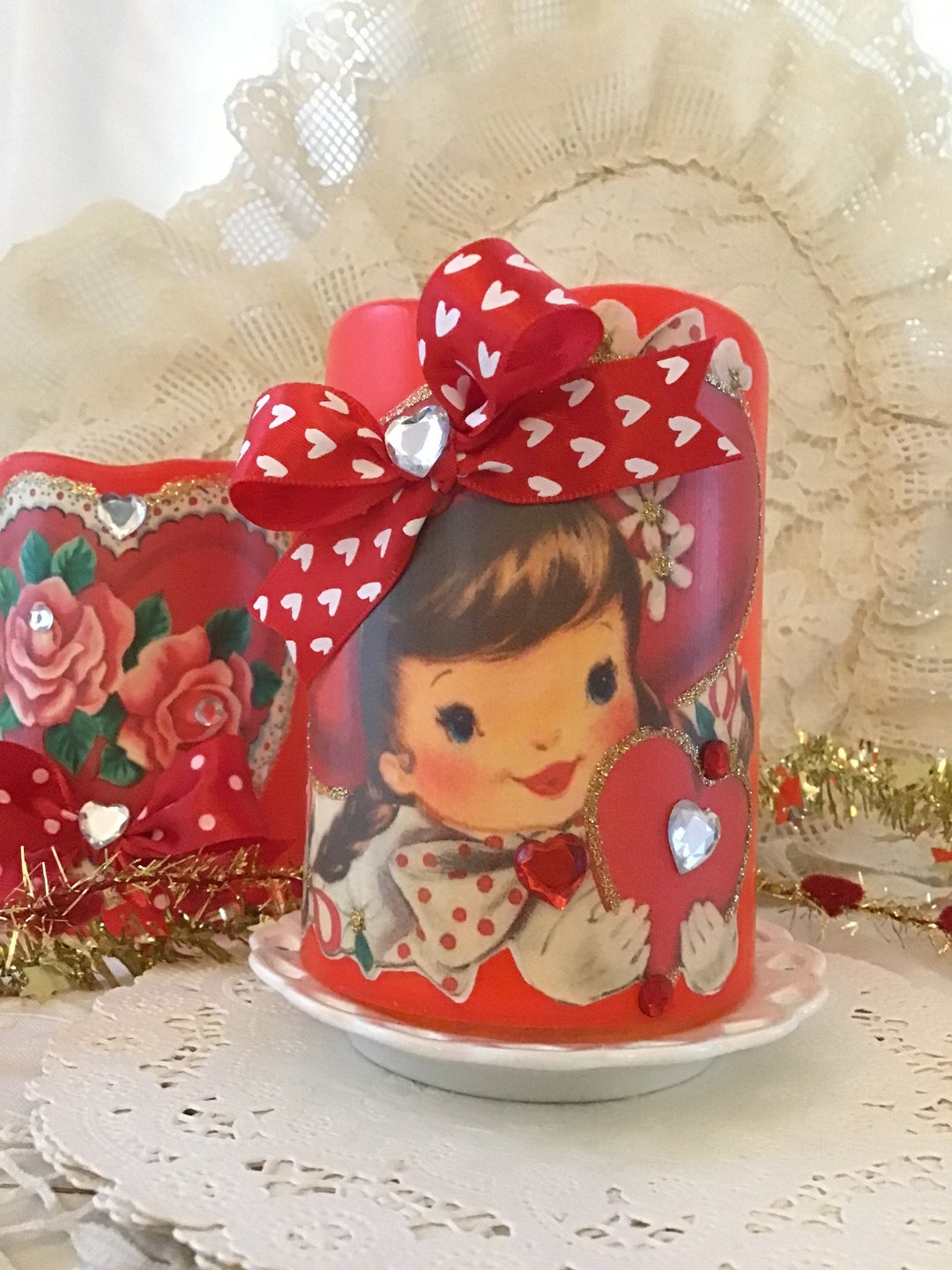 Vintage Valentine Cutie Pie Flameless Candle, 1950’s Kitschy Retro ...