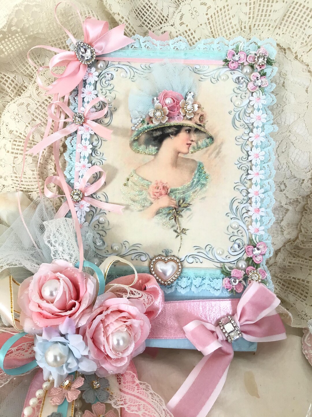 Shabby Pink Victorian Books, Pink Coffee Table Book, Shabby Old Books ...