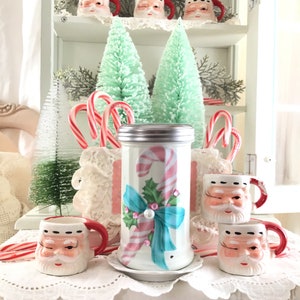 Vintage Inspired Candy Cane Sugar Jar: Retro Christmas Kitchen Decor - Etsy
