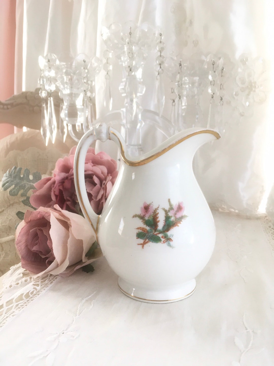 Antique Haviland Limoges Moss Rose Pitcher, Ironstone Creamer Pitcher ...