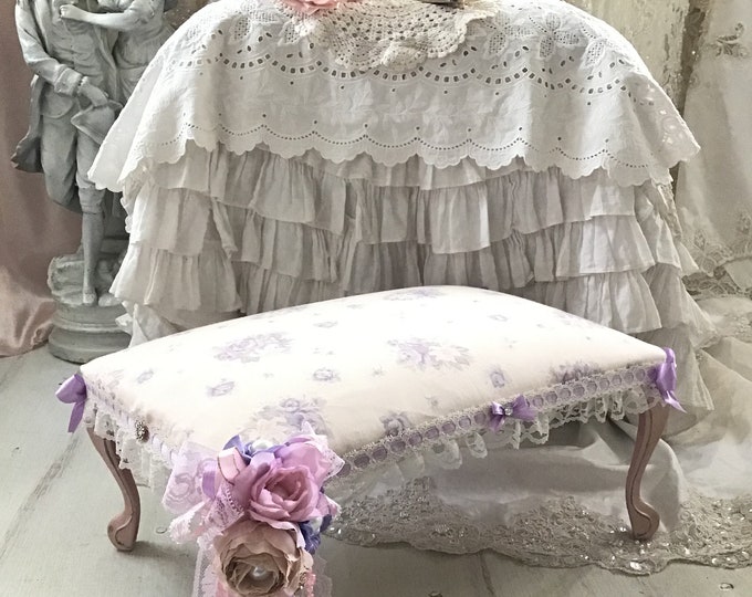 Shabby Decorative Stool, Footstool, Footrest, Fancy Ottoman, Pink ...
