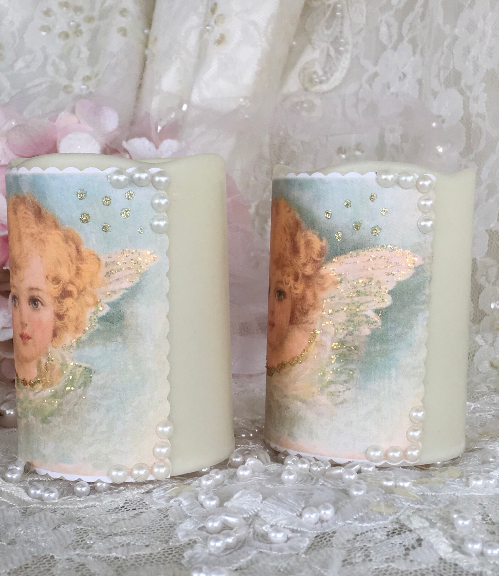 Shabby Cherub Flameless Candles, LED Candles, Angel Cherub Home Decor ...