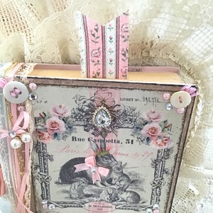 French Farmhouse Decor, Decorative Floral Book, Pink French Book ...