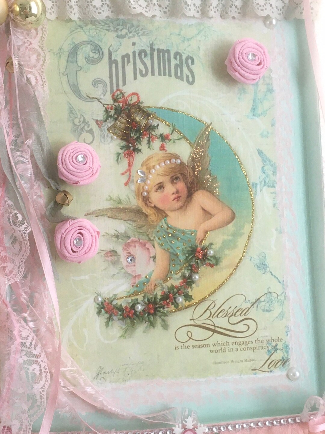 Pink Christmas Angel Wall Decor, Moon Angel, Metal Magnetic Board ...