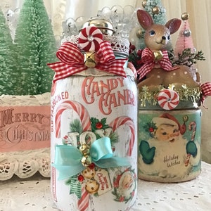 Pink Christmas Kitchen Decor, Vintage Christmas Mason Jar, Kitchen Jar ...