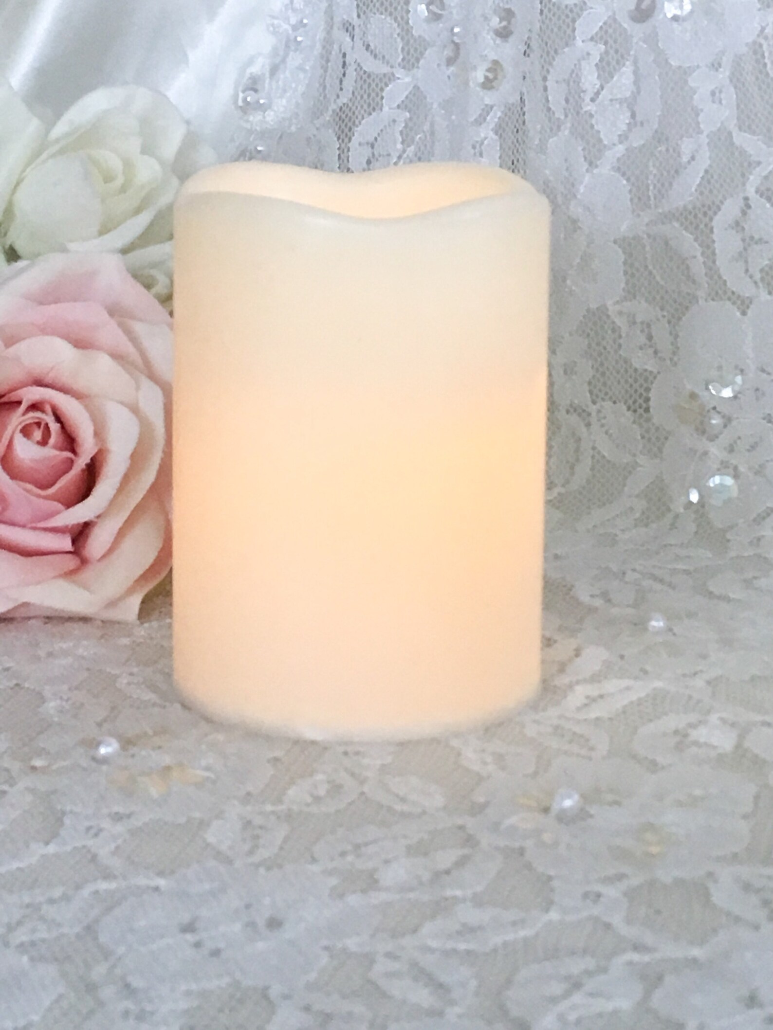 Shabby Pink Roses Flameless Candles Flickering LED Candles - Etsy