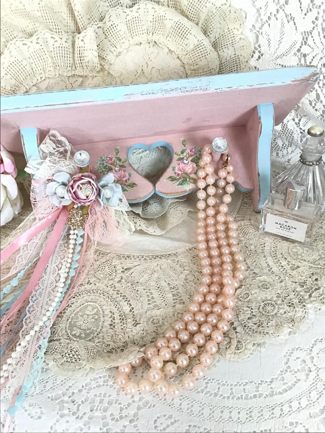 Shabby Pink Shelf, Wall Display Shelf, Curio Shelf, Kitchen Shelf ...