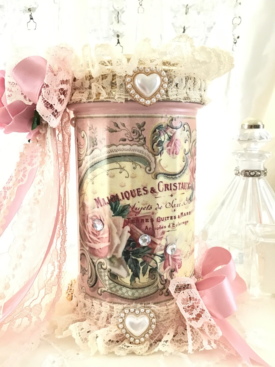 Shabby French Perfume Talcum Powder Shaker, Bath Salt Shaker, French ...