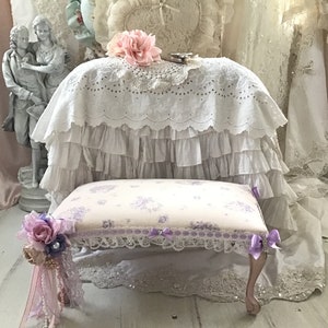 Shabby Decorative Stool, Footstool, Footrest, Fancy Ottoman, Pink ...