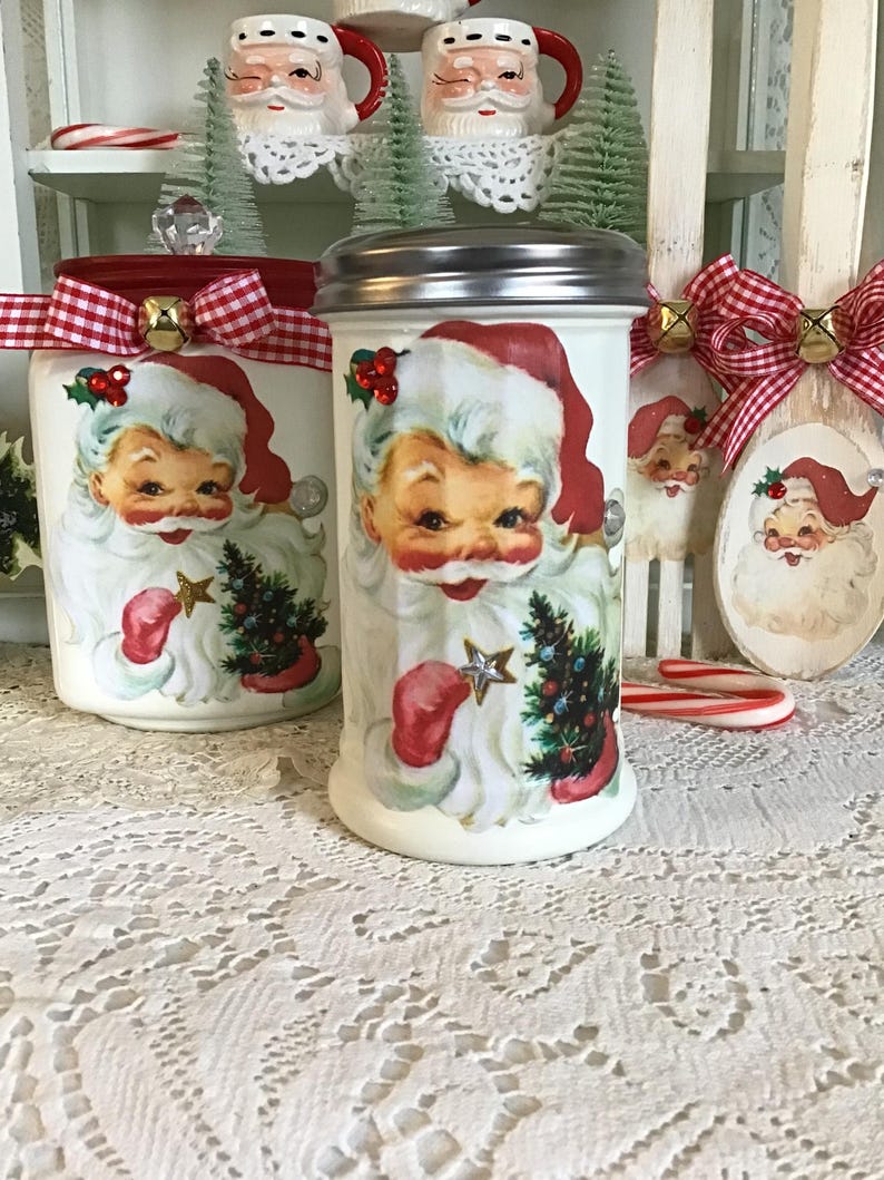 Vintage Christmas Santa Sugar Jar: Retro Kitsch Kitchen Decor - Etsy