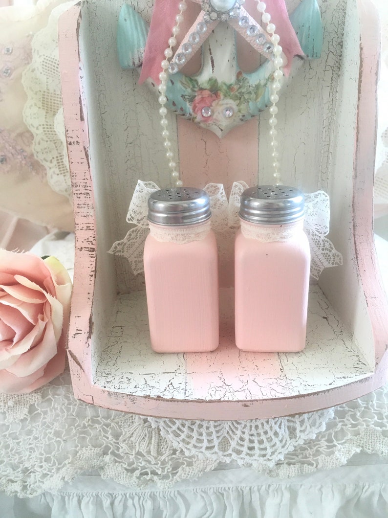Vintage Style Pink S&P Shaker Set Shabby Cottage Chic - Etsy