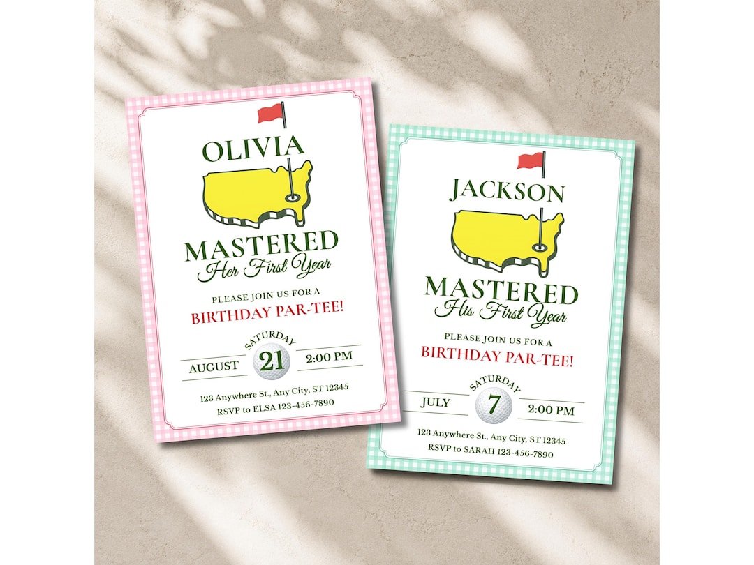 Golf First Birthday Invitation, Mastered First Year Invite, Golf Par ...