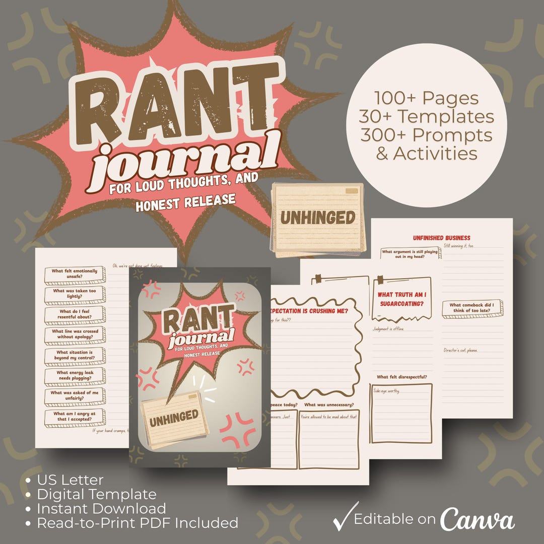 Rant Journal for Anger Management & Emotional Release | Mental Health ...