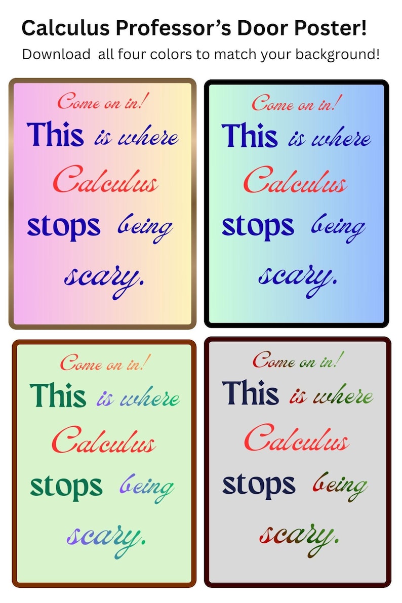 Calculus Classroom Door Poster | Fun Math Decor (printable JPG) - Etsy