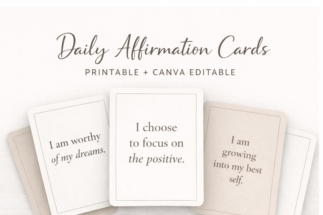 Daily Affirmation Cards Printable | Minimal Neutral Mindset Cards ...