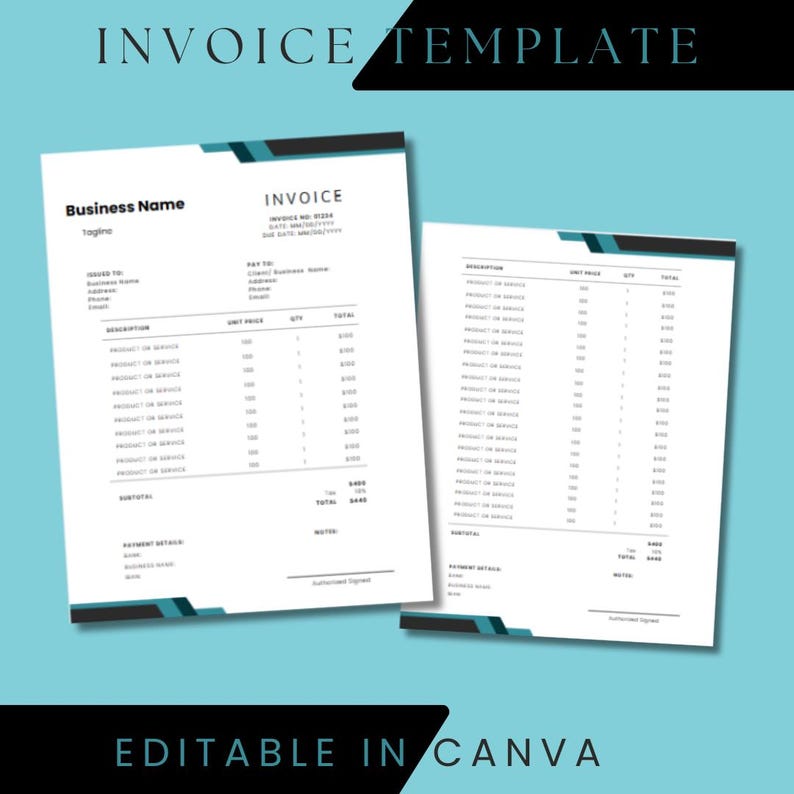 Invoice Template for Small Business, Proforma Invoice, 2-page Design ...