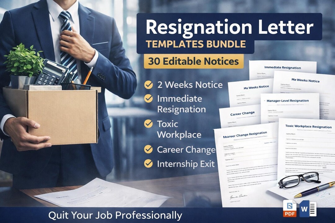 Professional Resignation Letter Templates – 30 Editable 2 Weeks Notice ...