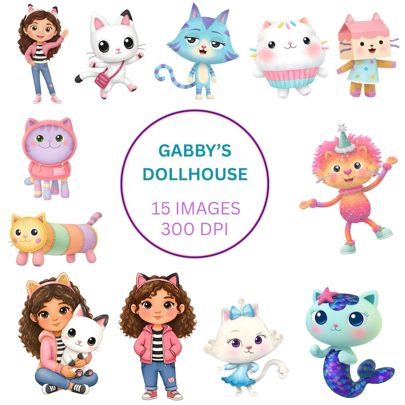 Gabby's Dollhouse PNG Clipart Bundle, Layered Svg Gift Files, Digital ...