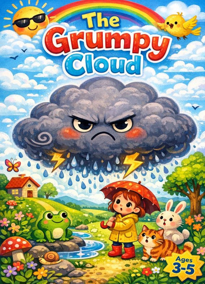 The Grumpy Cloud + Kids Printable PDF + Ages 3-5 Years Old Preschool ...